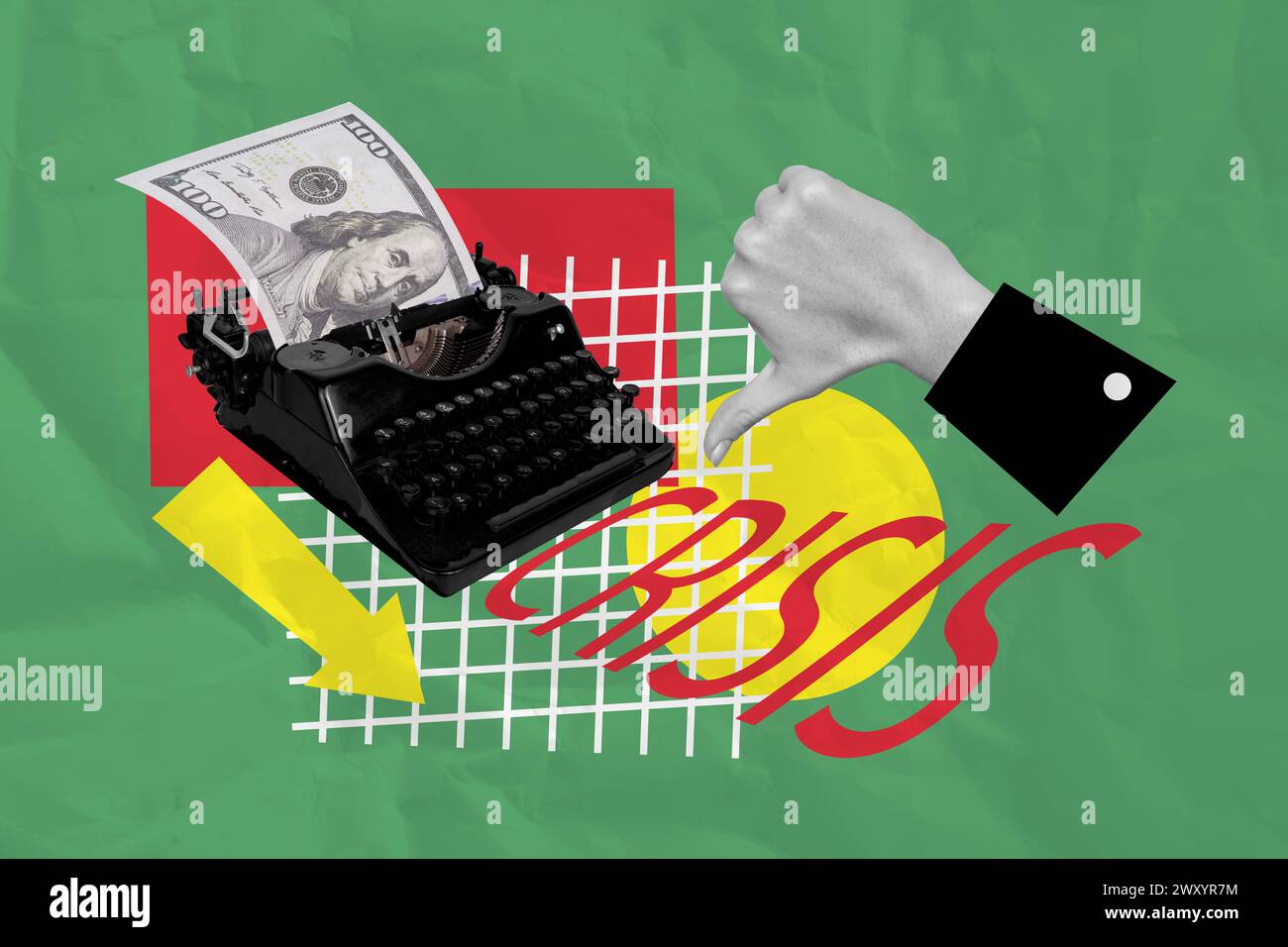 Composite collage picture of dollar typewriter volatility bankruptcy ...