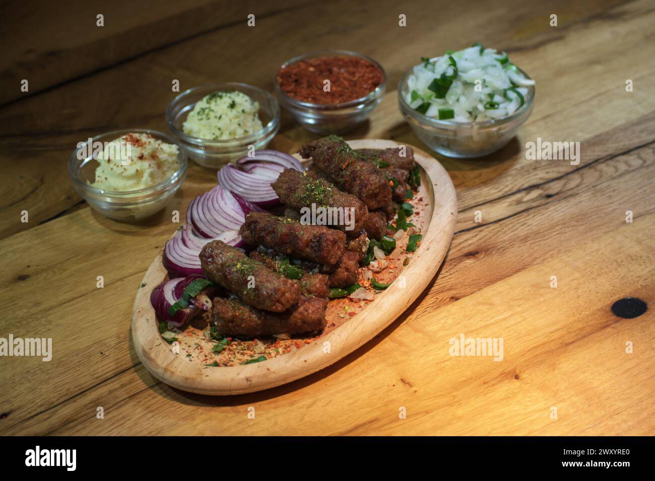 Kebabs - grilled meat, bread and vegetables Stock Photo - Alamy