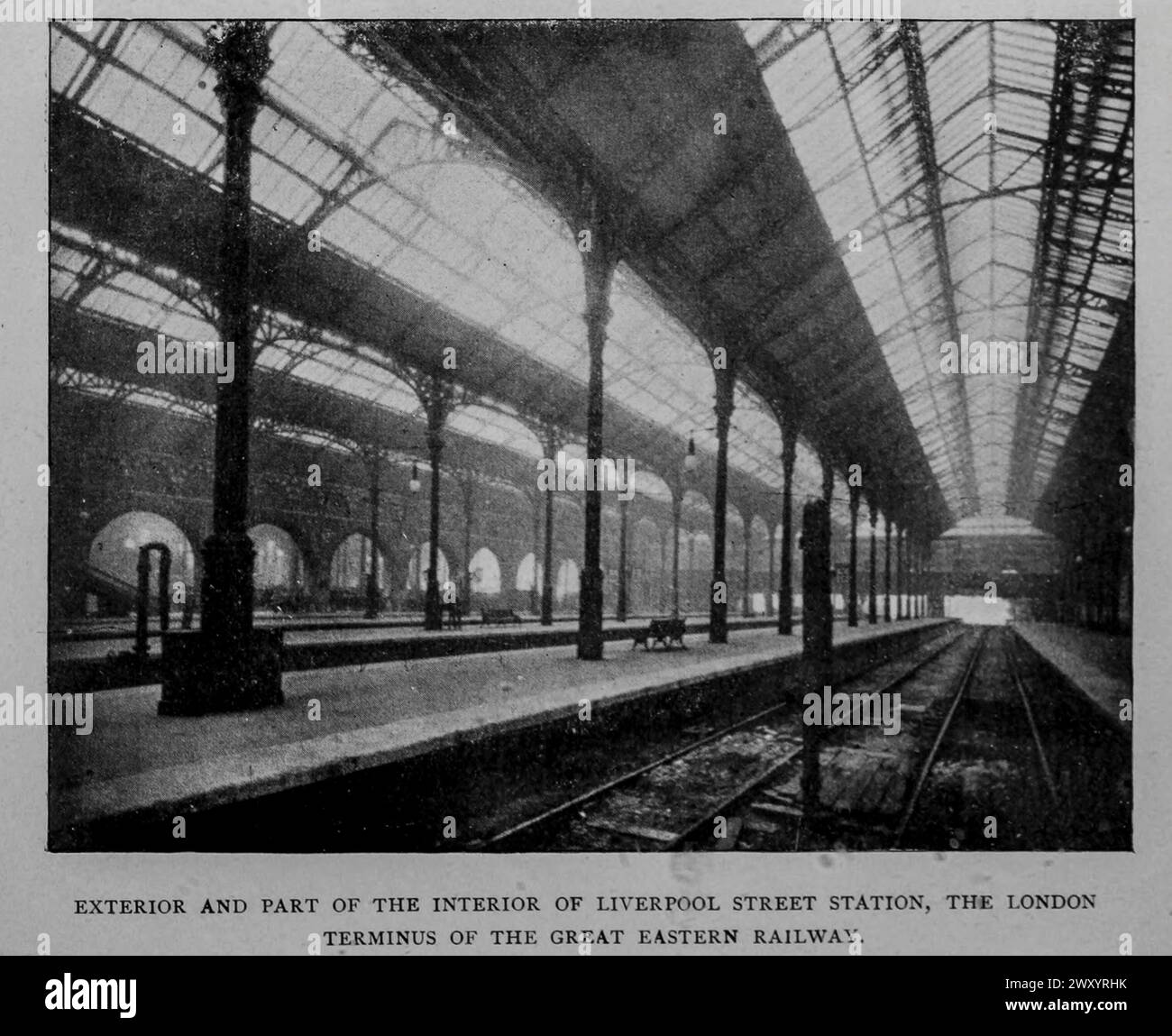 INTERIOR OF LIVERPOOL STREET STATION, THE LONDON TERMINUS OF THE GREAT ...