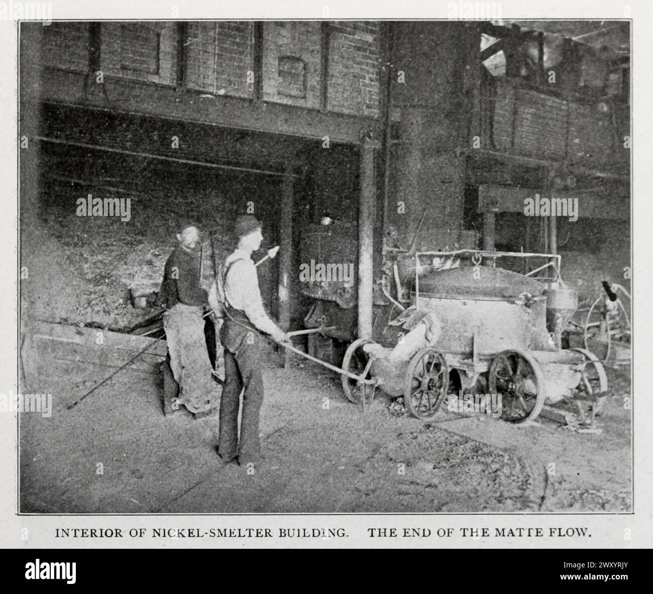 INTERIOR OF NICKEL SMELTER BUILDING. THE END OF THE MATTE FLOW. from ...