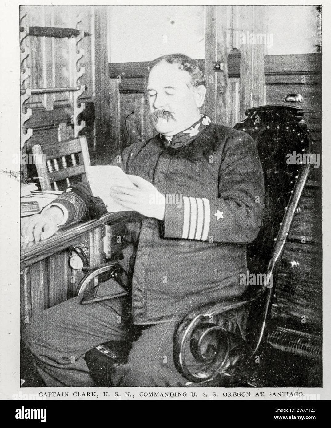 CAPTAIN CLARK, U. S. N. , COMMANDING U. S. S. OREGON AT SANTIAGO Stock ...