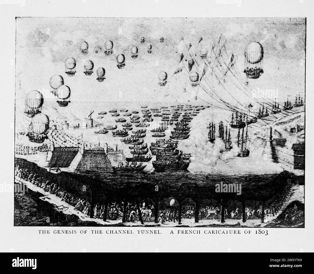 The Genesis of the Channel Tunnel. A French caricature of 1803 Napoleon ...