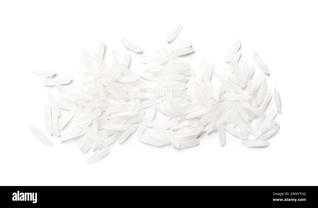 Pile of raw basmati rice isolated on white, top view Stock Photo - Alamy