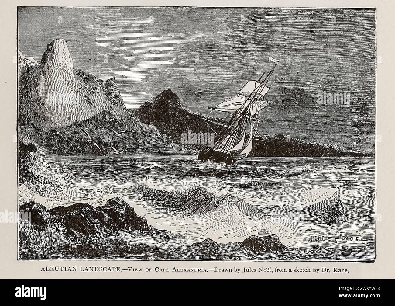 Aleutian Landscape View of Cape Alexandria from Cyclopedia universal ...