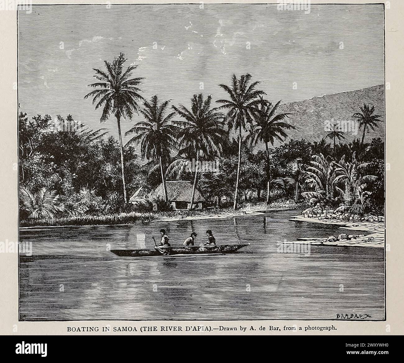 Boating in the d'Apia river, Samoa from Cyclopedia universal history ...