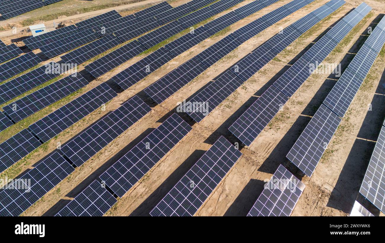 The Wind turbines and Electrum solar park in Taurage, Lithuania Stock ...