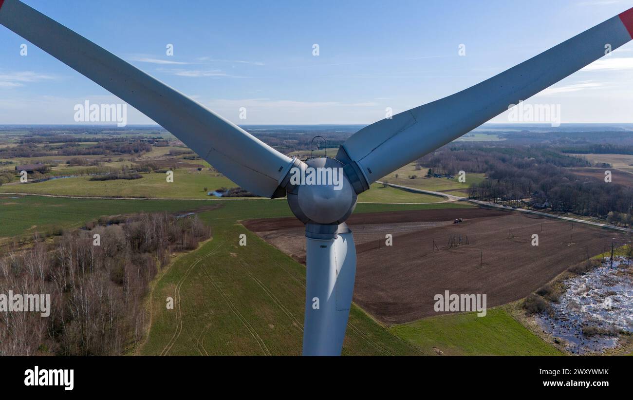 The Wind turbines and Electrum solar park in Taurage, Lithuania Stock ...