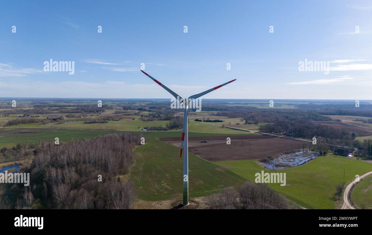 The Wind turbines and Electrum solar park in Taurage, Lithuania Stock ...