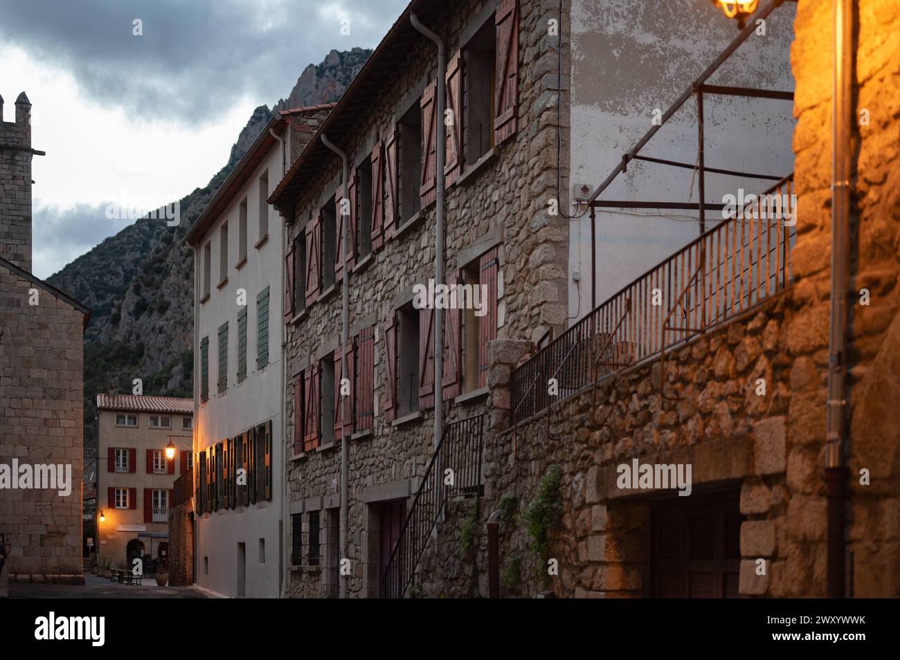 Photograph of the picturesque French alley with typical facade houses ...