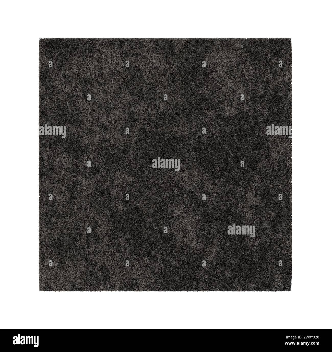 Modern, black square carpet, top view. Rug isolated on white background ...