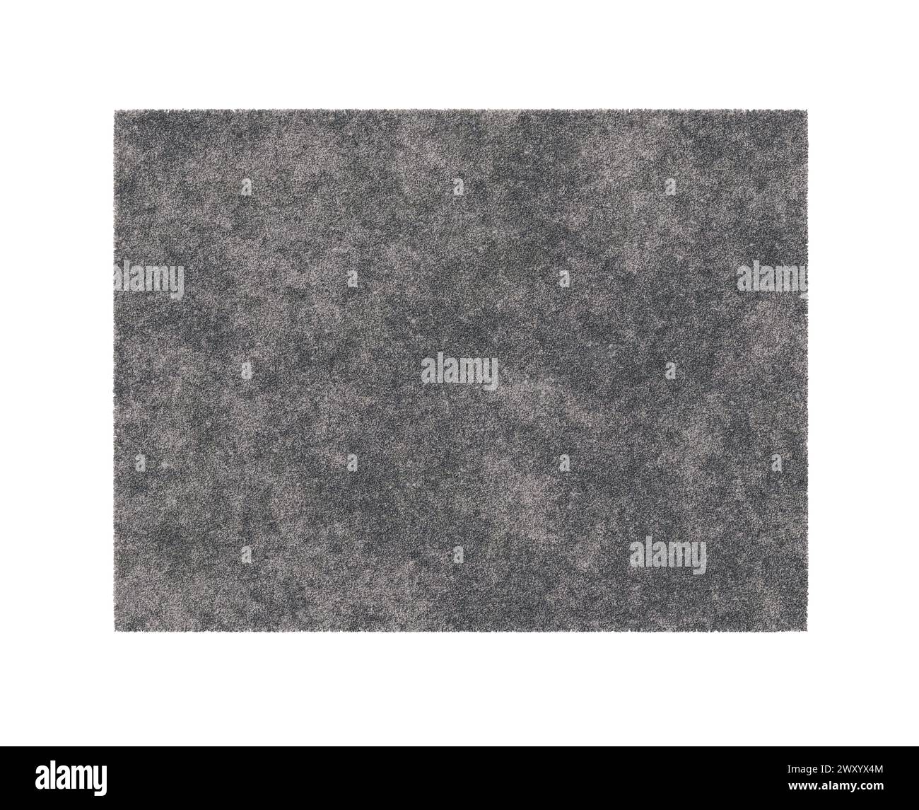 Modern, gray rectangular carpet, top view. Rug isolated on white ...