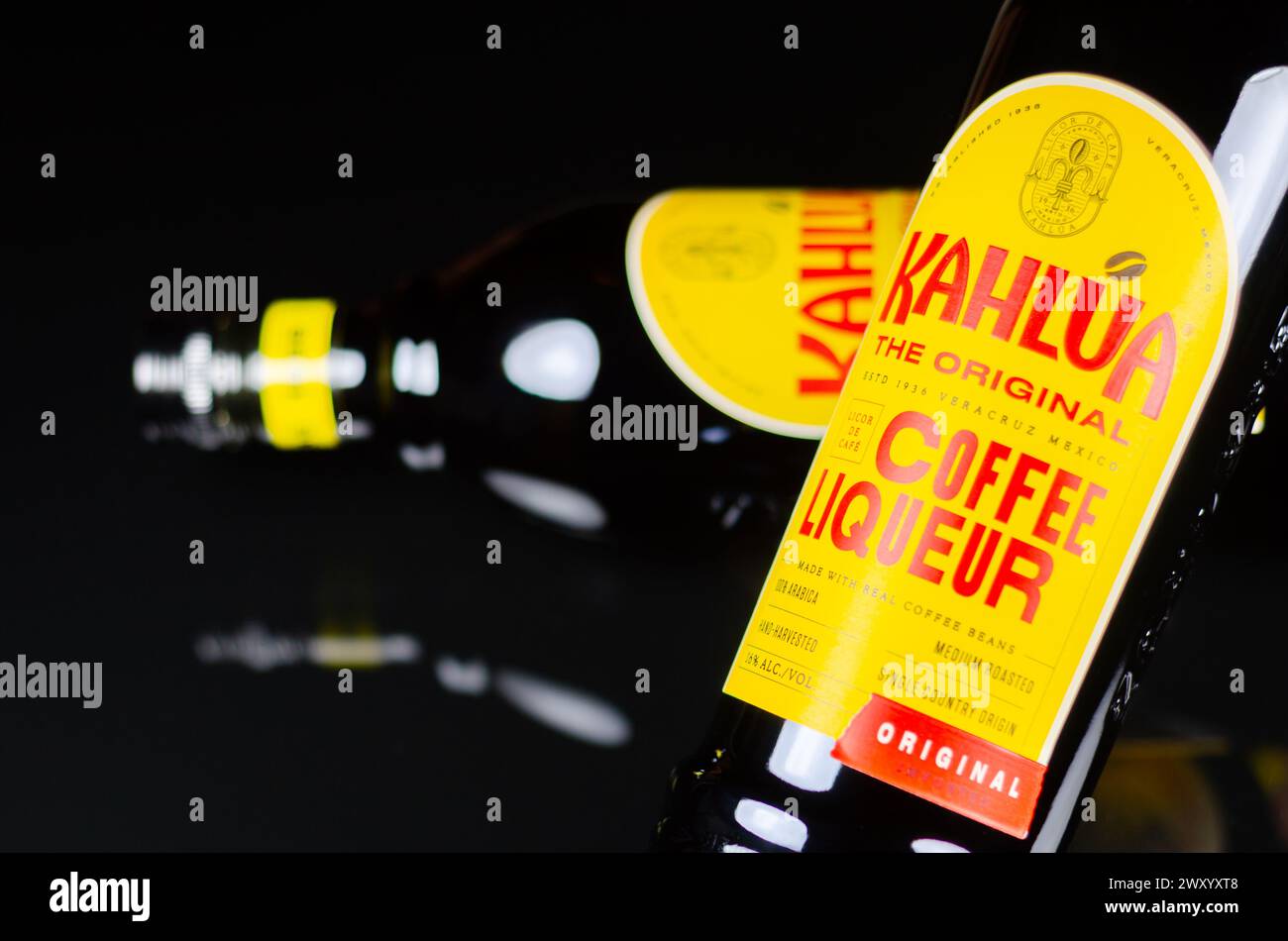 LONDON, UK - 27 MARCH 2024 Kahlua Original coffee liqueur is the main ...