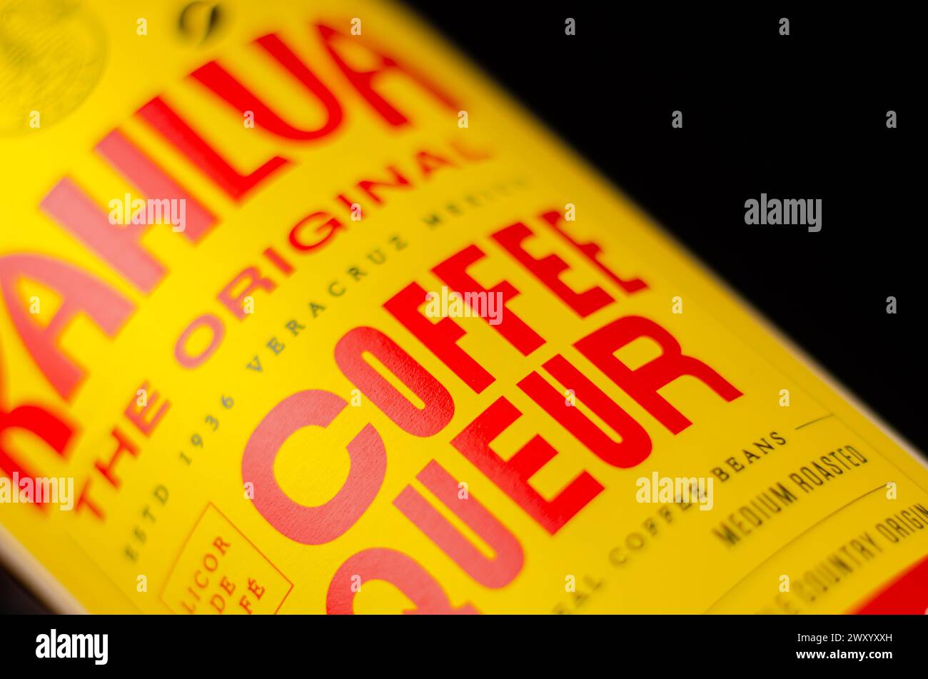 LONDON, UK - 27 MARCH 2024 Kahlua Original coffee liqueur is the main ...