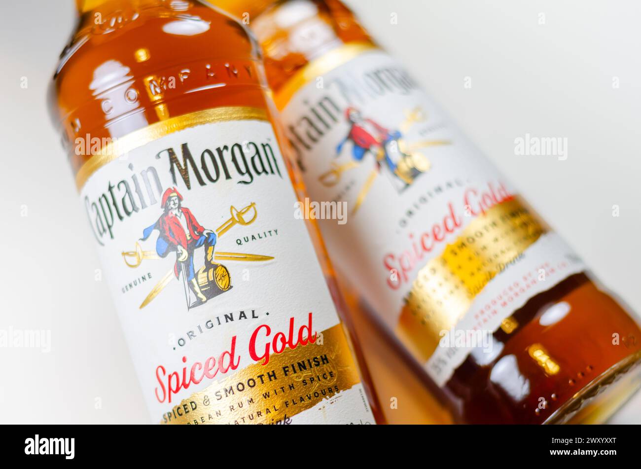 LONDON, UK - 19 MARCH 2024 Captain Morgan Original Spiced Gold, an ...