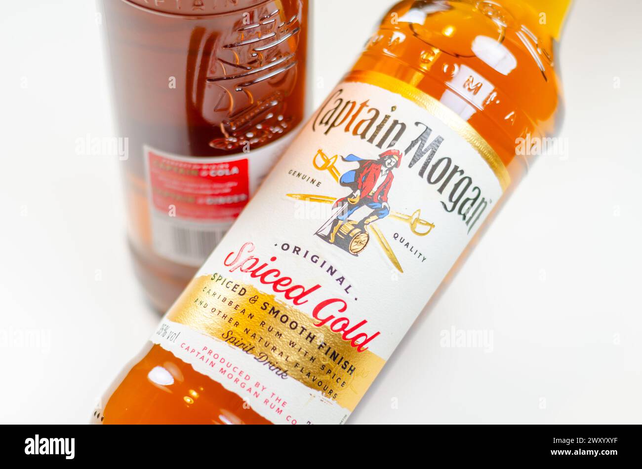 LONDON, UK - 19 MARCH 2024 Captain Morgan Original Spiced Gold, an ...