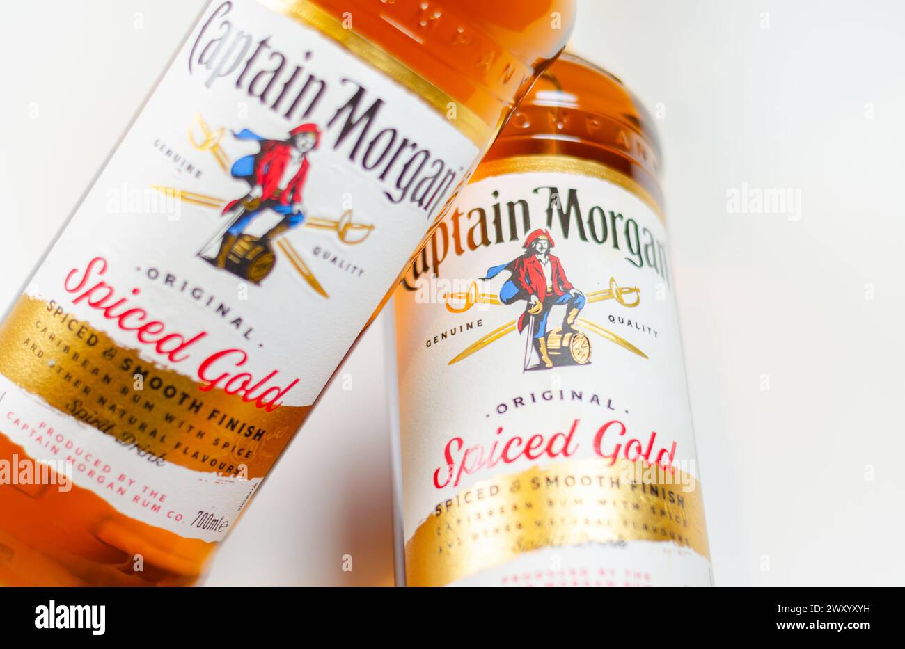 LONDON, UK - 19 MARCH 2024 Captain Morgan Original Spiced Gold, an ...