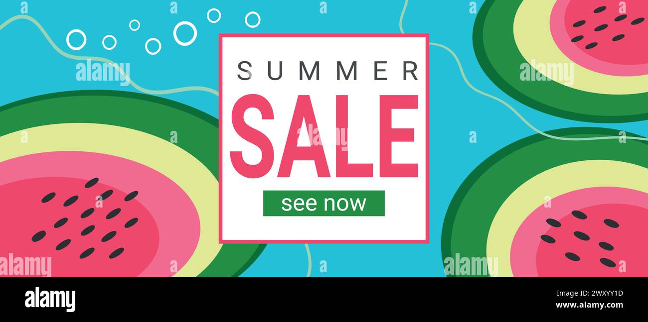 Summer sale banner. Bright sale template with abstract watermelons ...