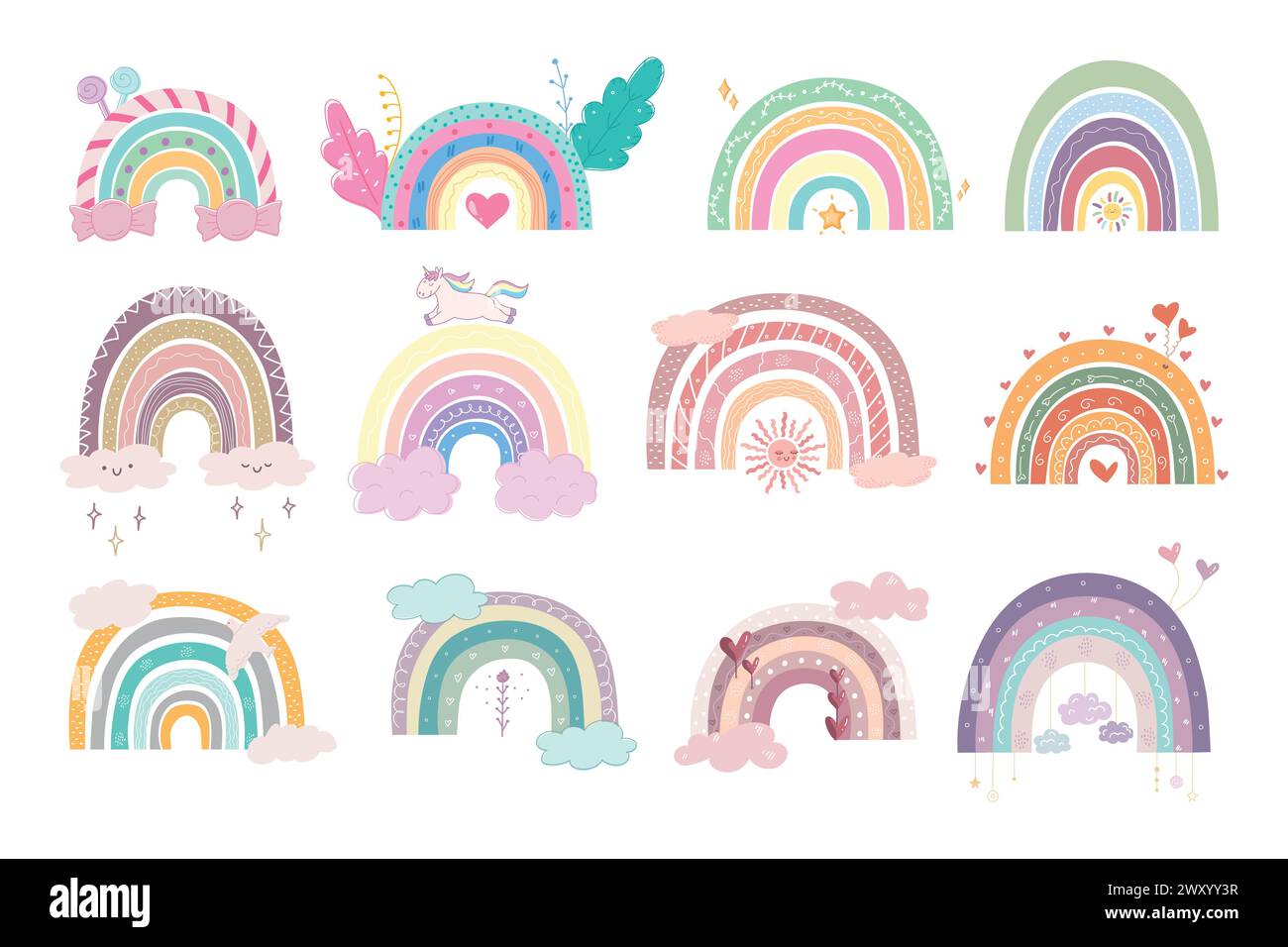 Unicorn birthday decorations Stock Vector Images - Alamy