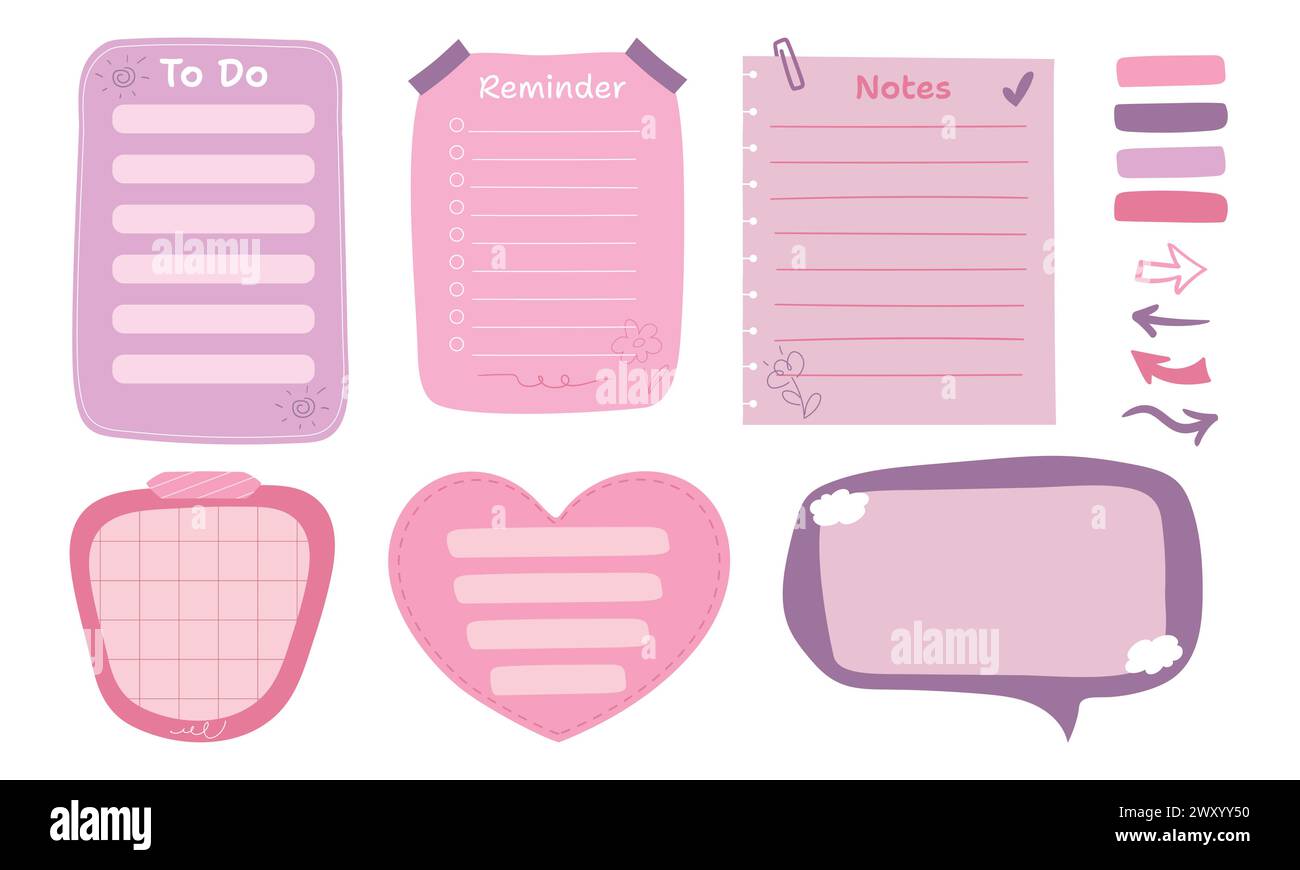 Cute colorful paper notes. Notes for to do list, memo notepads, paper ...