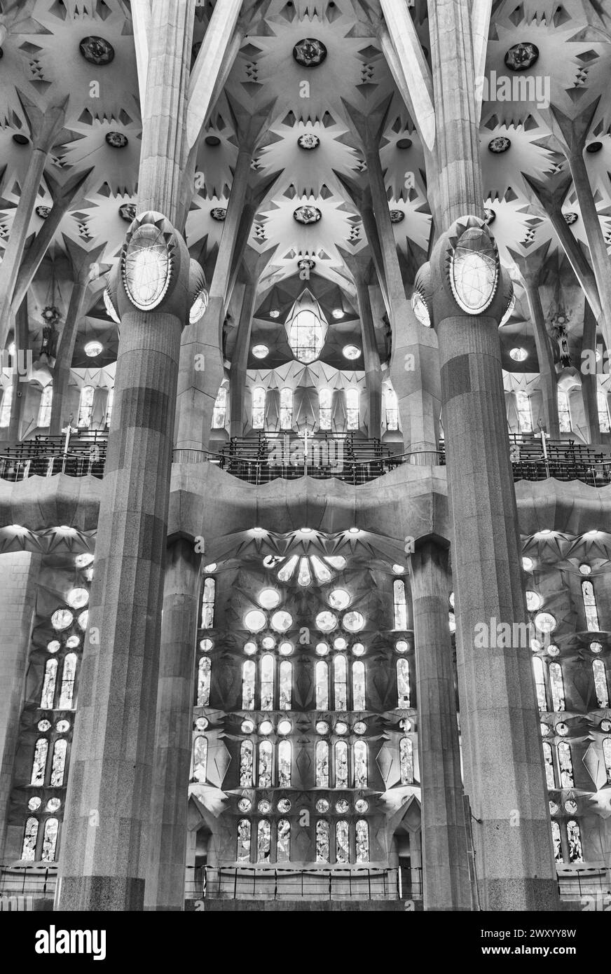 BARCELONA - AUGUST 9: Interior design of the Sagrada Familia, the most ...