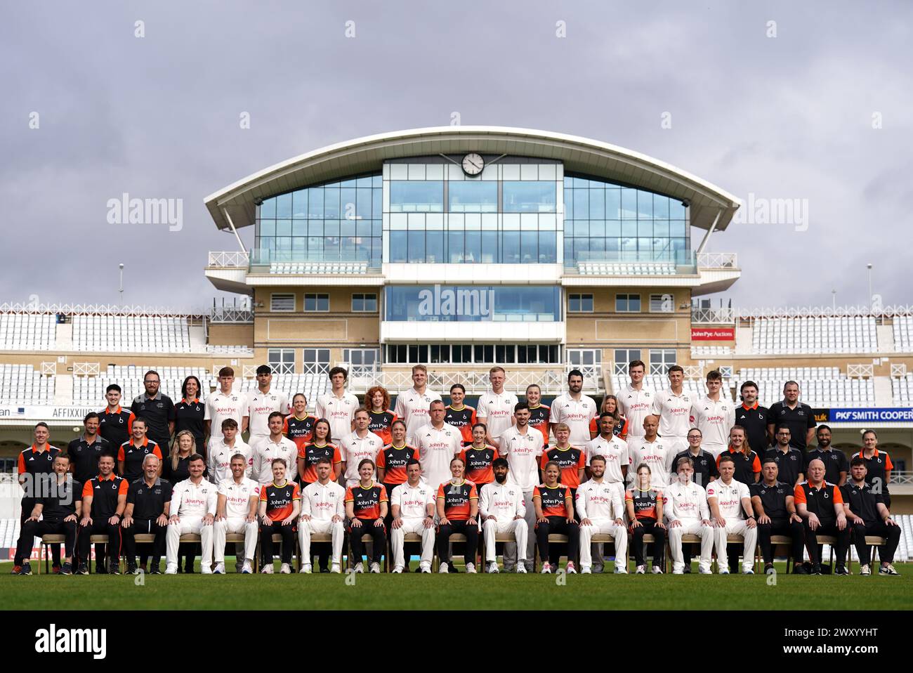 A Nottinghamshire County Cricket Club and The Blaze combined team group ...