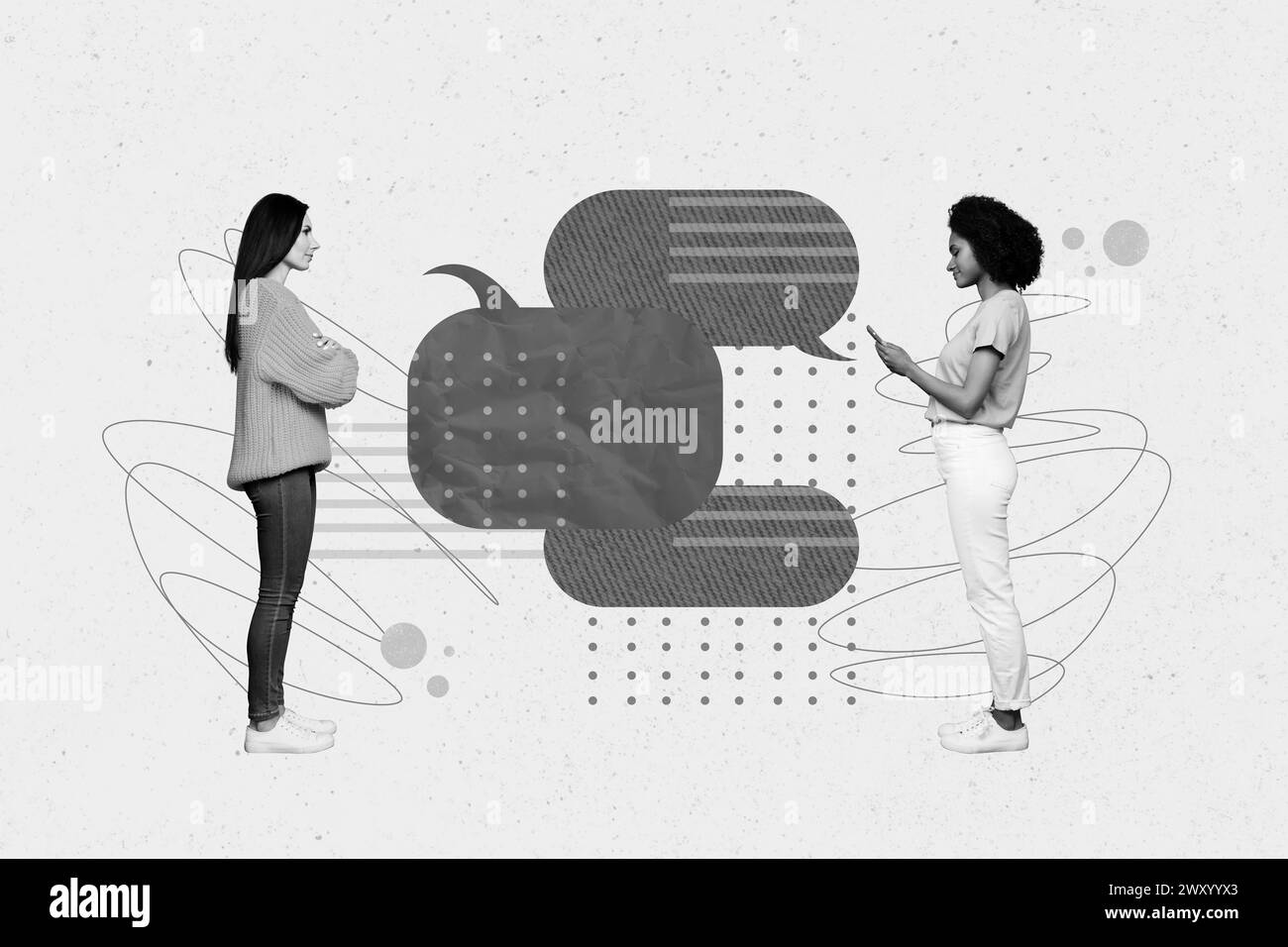 Composite artwork sketch image photo collage of black white silhouette ...