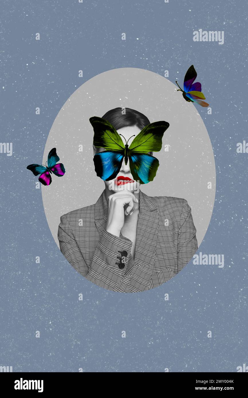 Composite art sketch image trend photo collage of black white silhouette flirty coquette ...