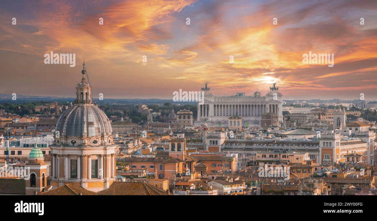 Aerial panoramic cityscape of Rome, Italy, Europe. Roma is the capital ...