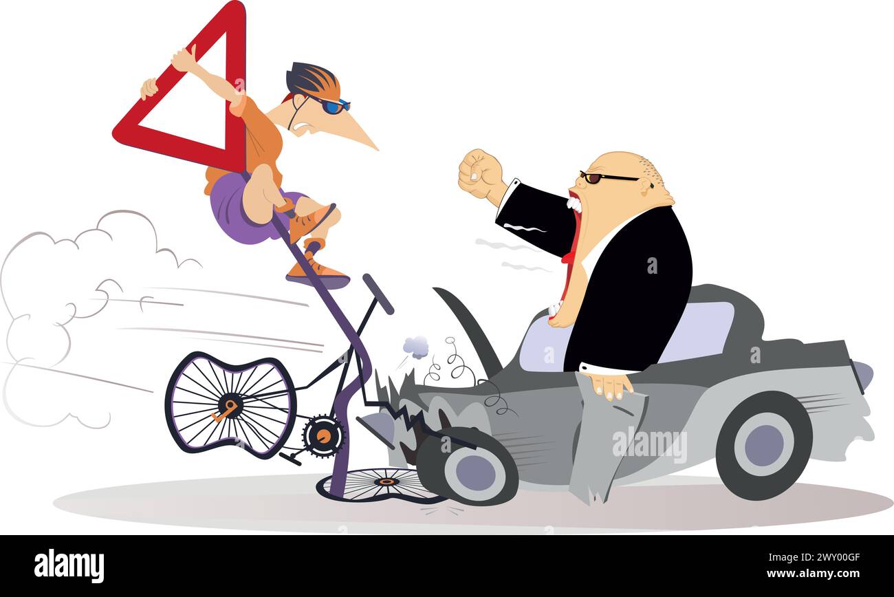 Traffic accident. Bicycle accident. Collisions with car and bisycle ...