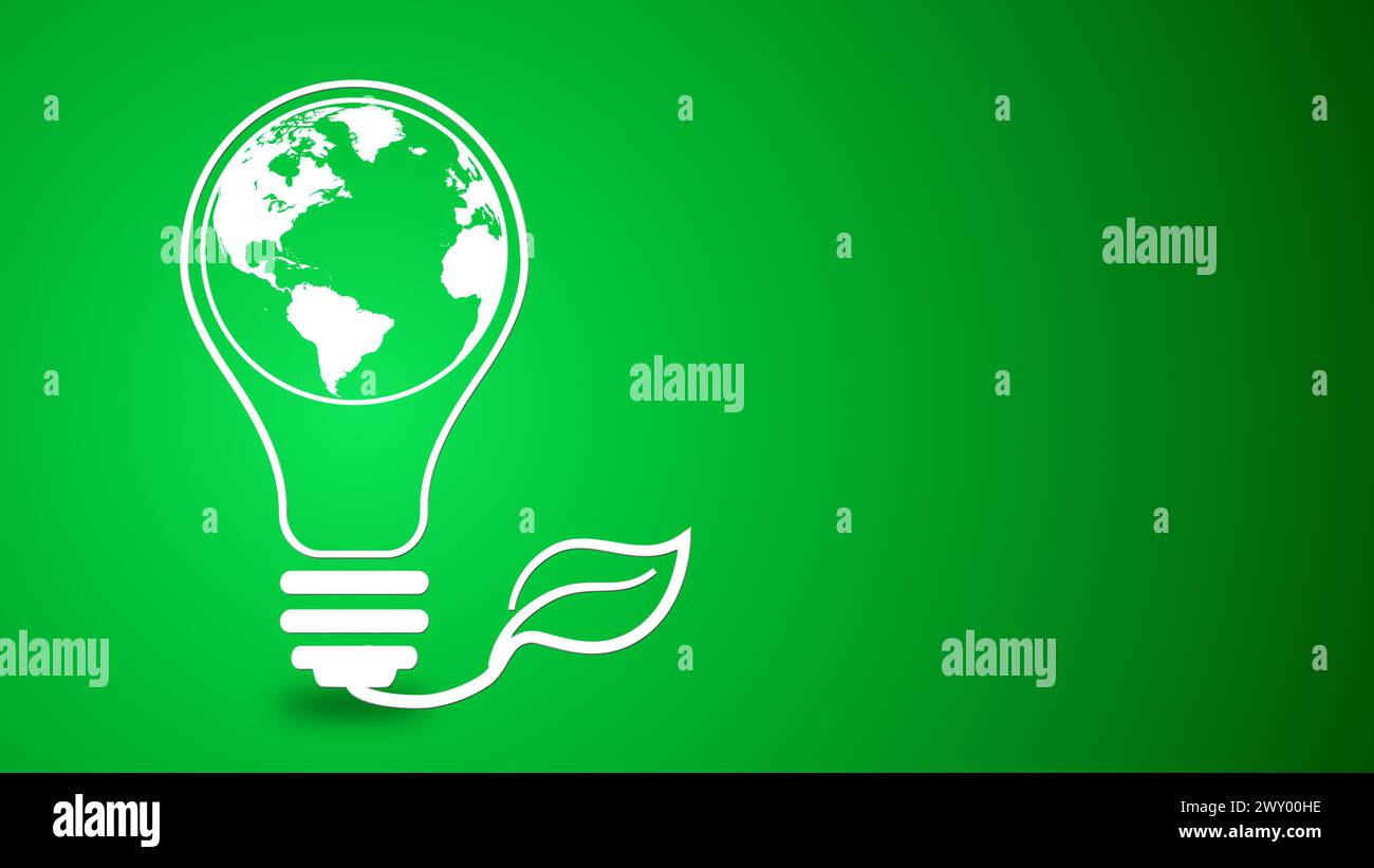 Ecology idea Green Earth on the light bulb with leaves Stock Photo - Alamy
