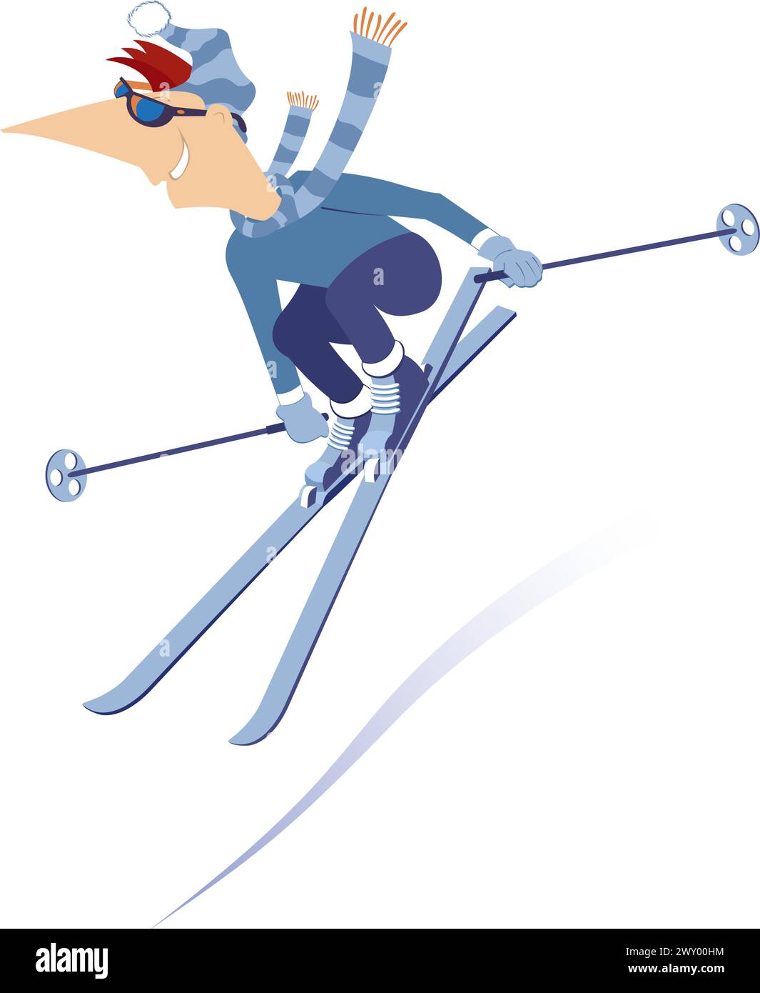 Skiing young man. Winter sport. Young skier man. Isolated on white ...