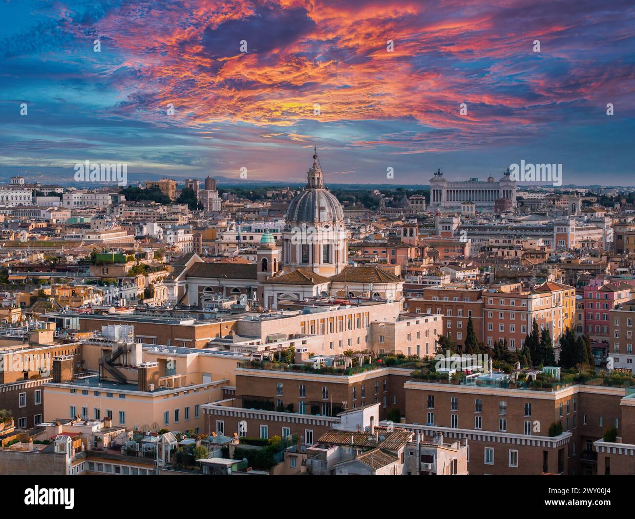 Aerial panoramic cityscape of Rome, Italy, Europe. Roma is the capital ...
