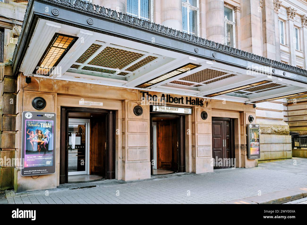 The facade of Albert Halls Bolton in Bolton, Greater Manchester Stock ...