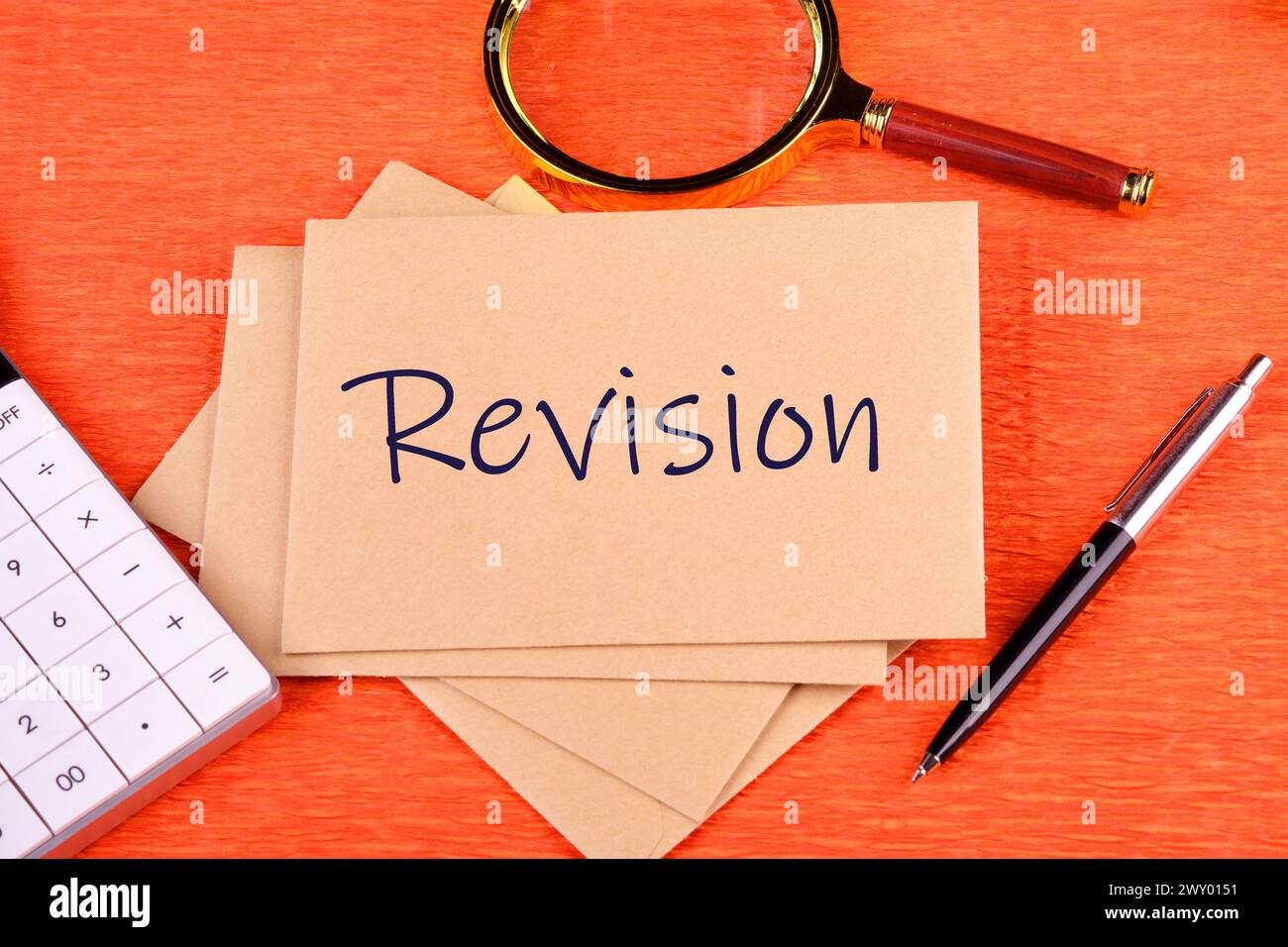 Revision word It's written on a postal envelope Stock Photo - Alamy