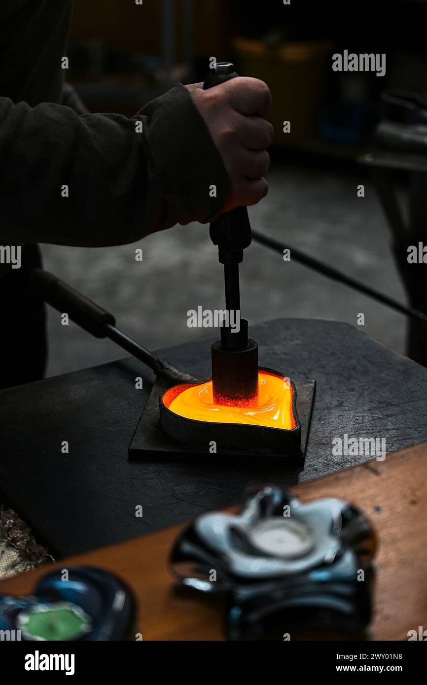 The Art and old craft of glassblowing, hot melted glass Stock Photo - Alamy