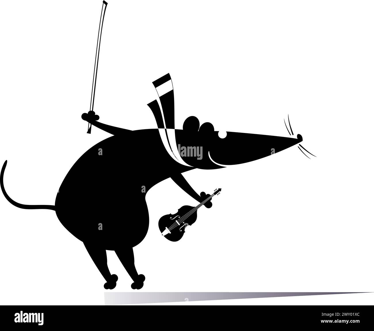 Cute rat or mouse plays violin. Cartoon rat or mouse plays violin ...