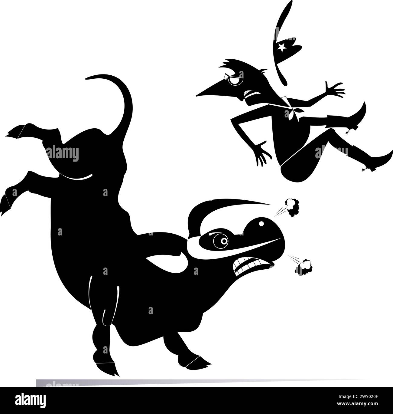 Bull rider falls from bull hi-res stock photography and images - Alamy