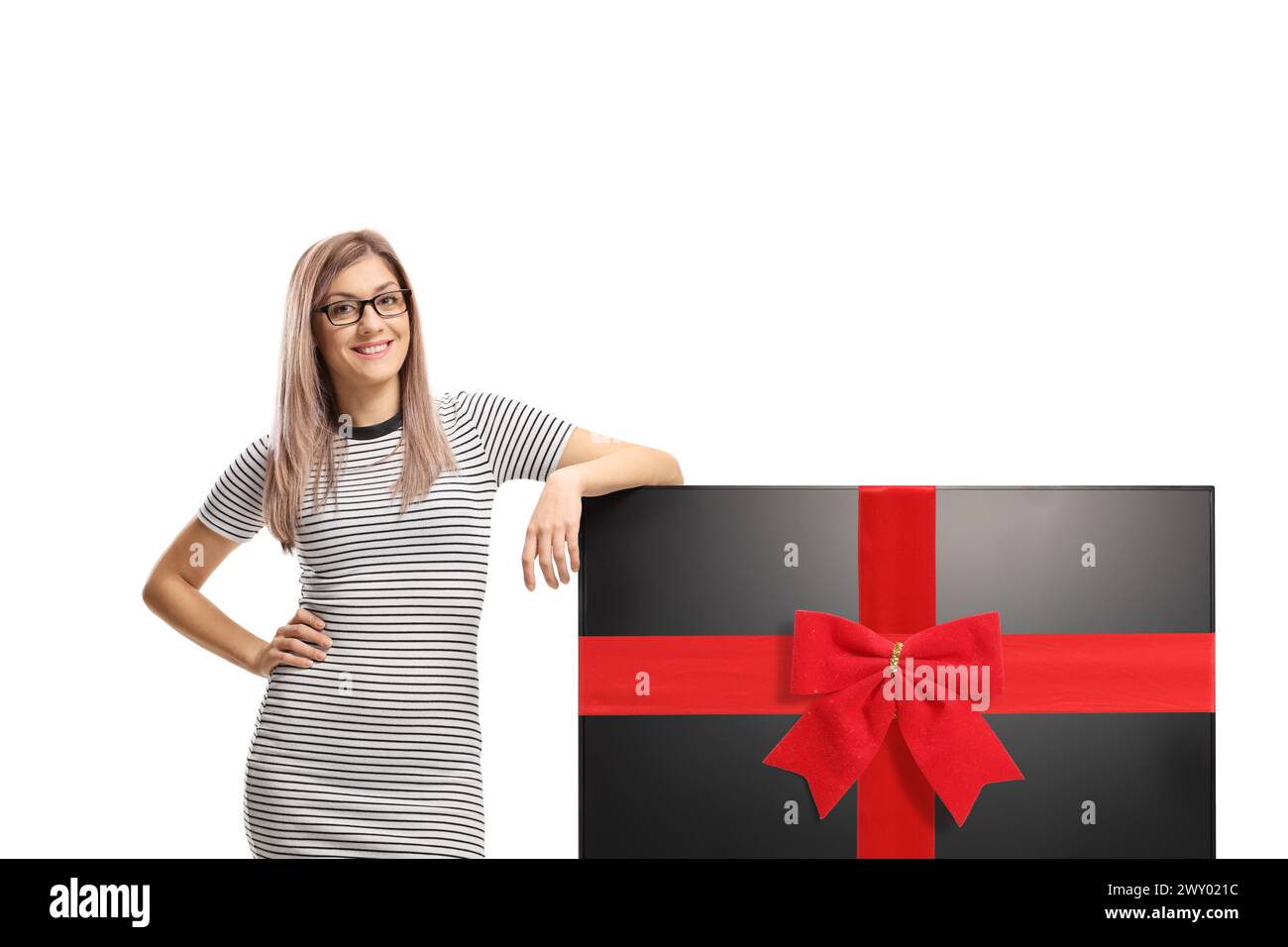 Young woman tied red ribbon hi-res stock photography and images - Alamy