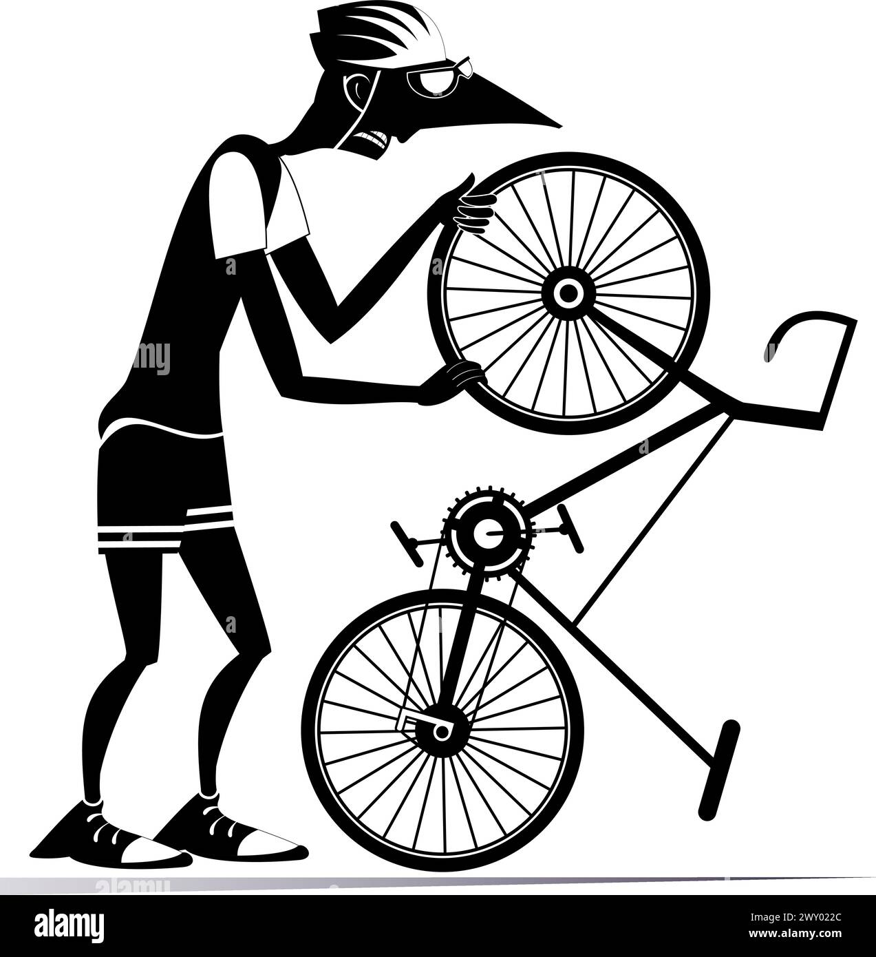 Repairing a bicycle Stock Vector Images - Alamy