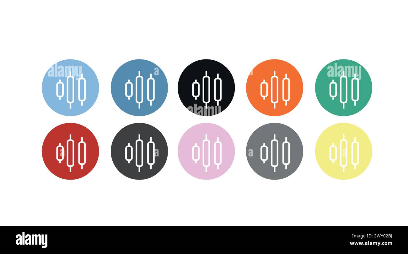 Vector Isolated Trading Icon Set or Illustration, with Candles or ...