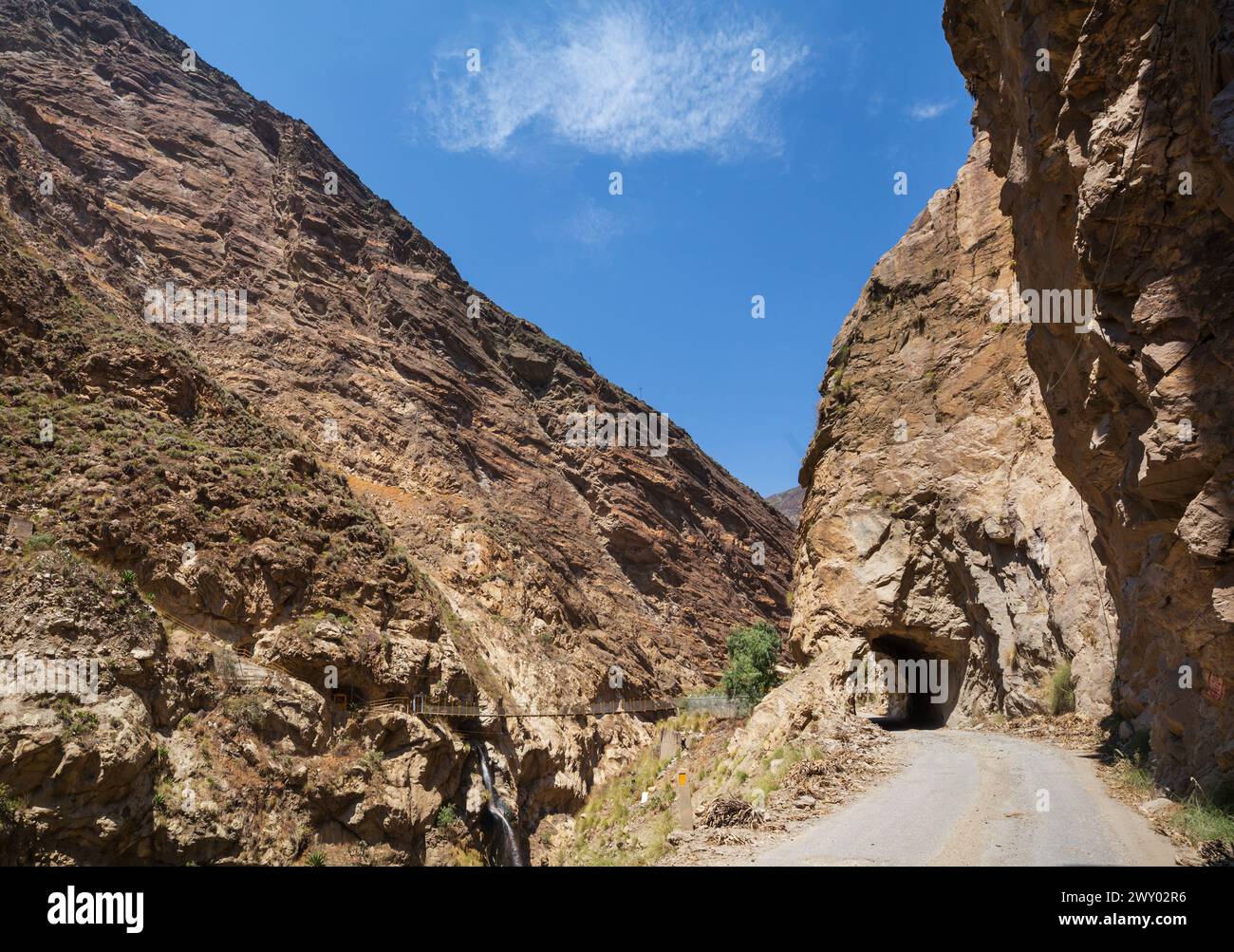 Scenic road in the Cordillera mountains in Peru. Travel background ...