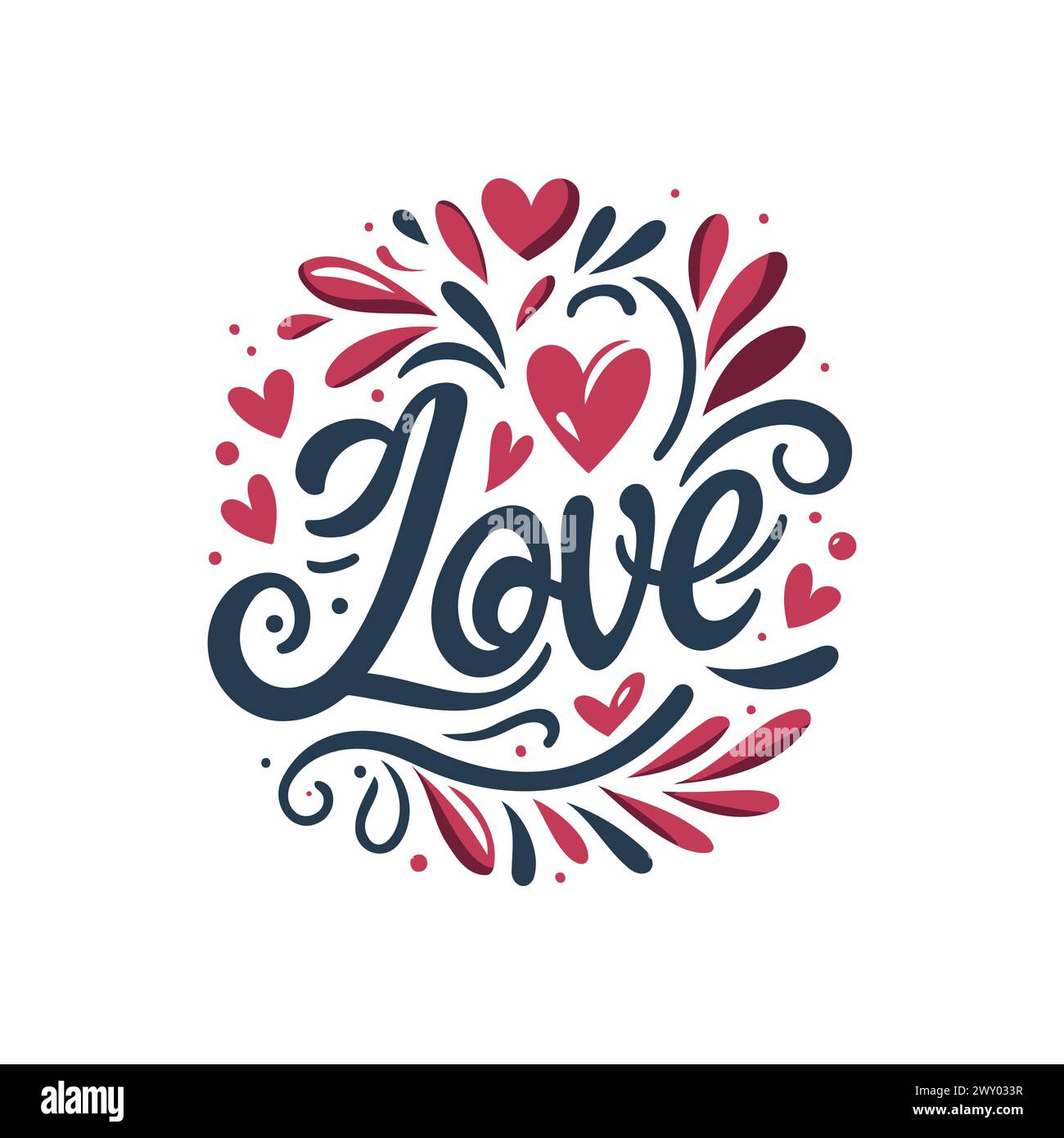 Beautiful typography background with hand drawn word Love. Handmade ...