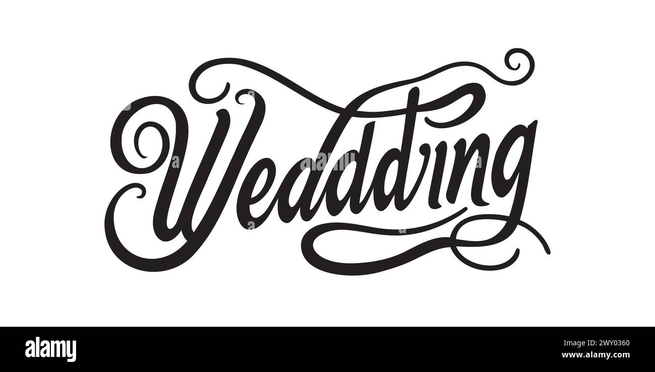 Welcome to the wedding text, hand written custom calligraphy isolated ...