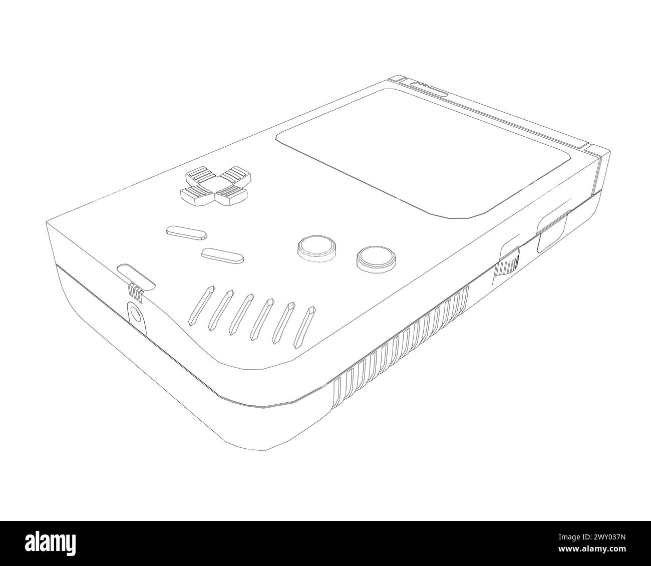 A Portable Outline Game Console In Vector On A White Background Vector