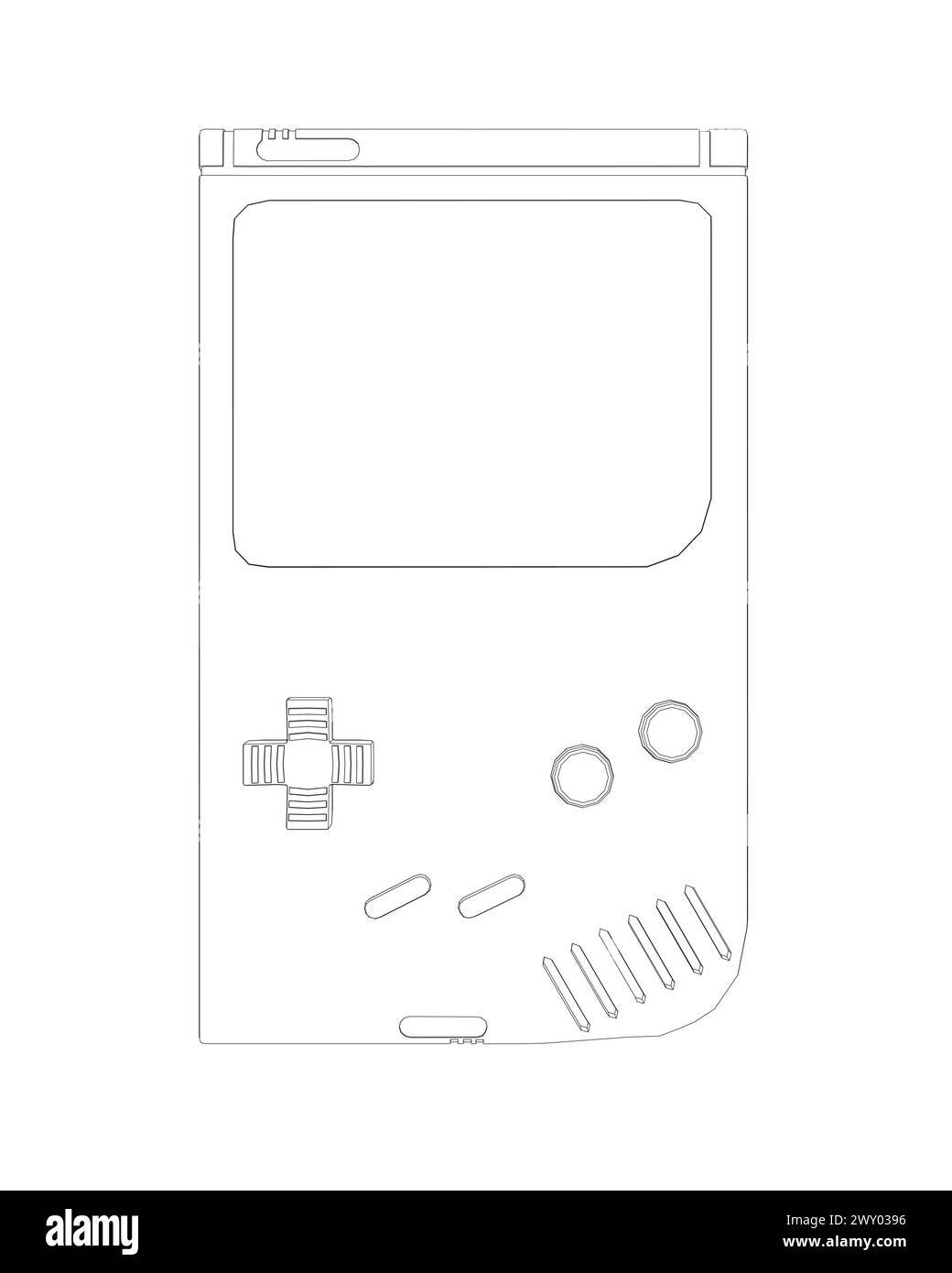 A portable outline game console in vector on a white background. Vector illustration of the ...