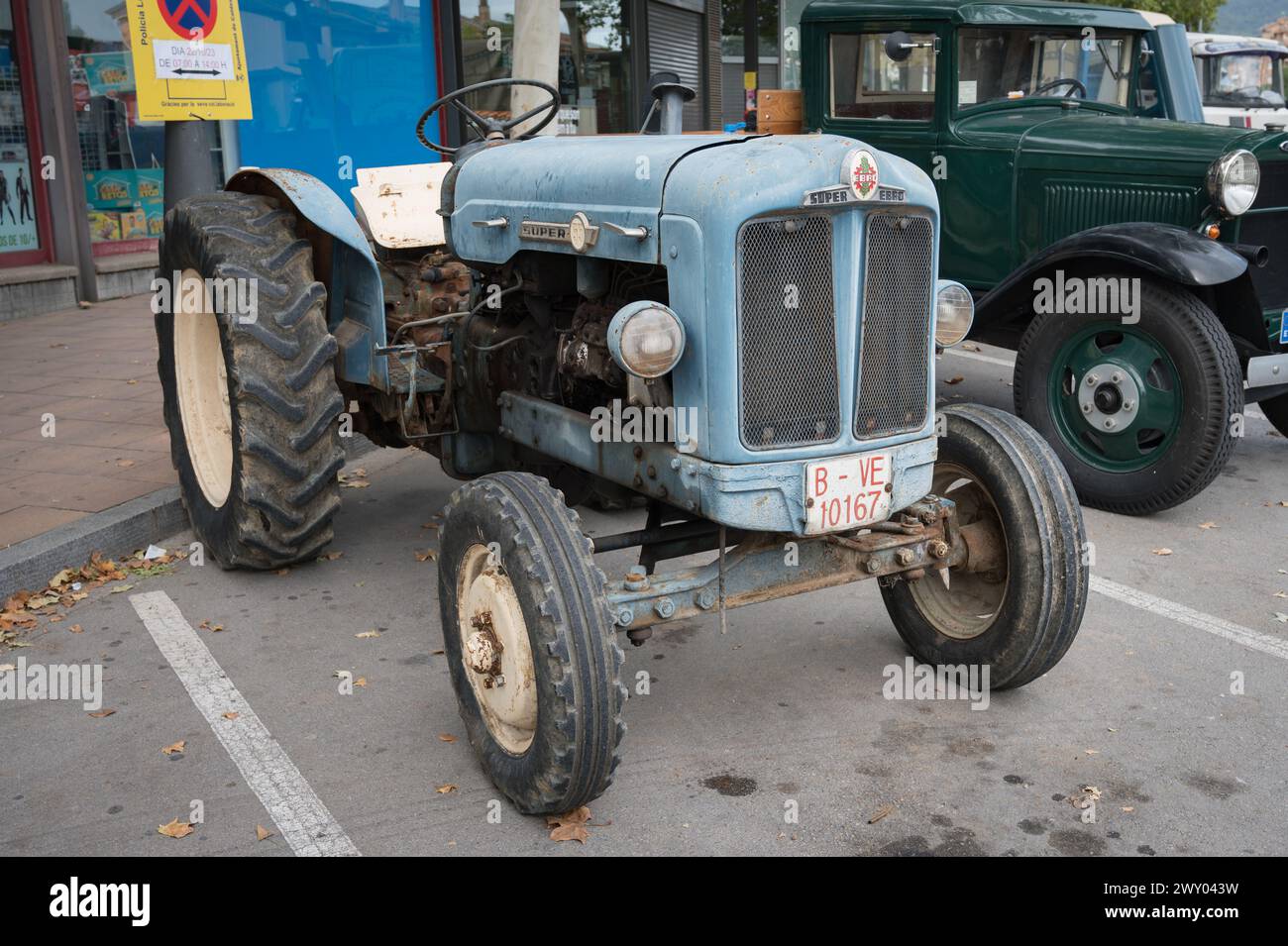 Front view of an old blue Spanish tractor, the Ebro Super 55 Stock ...