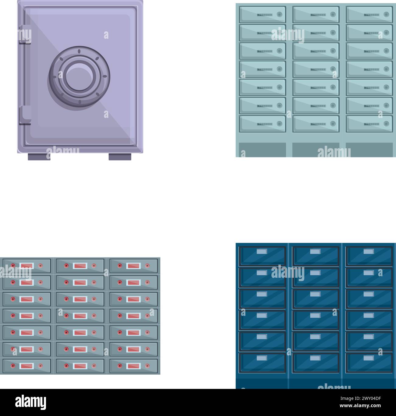 Bank vault icons set cartoon vector. Armored box to protect money and ...