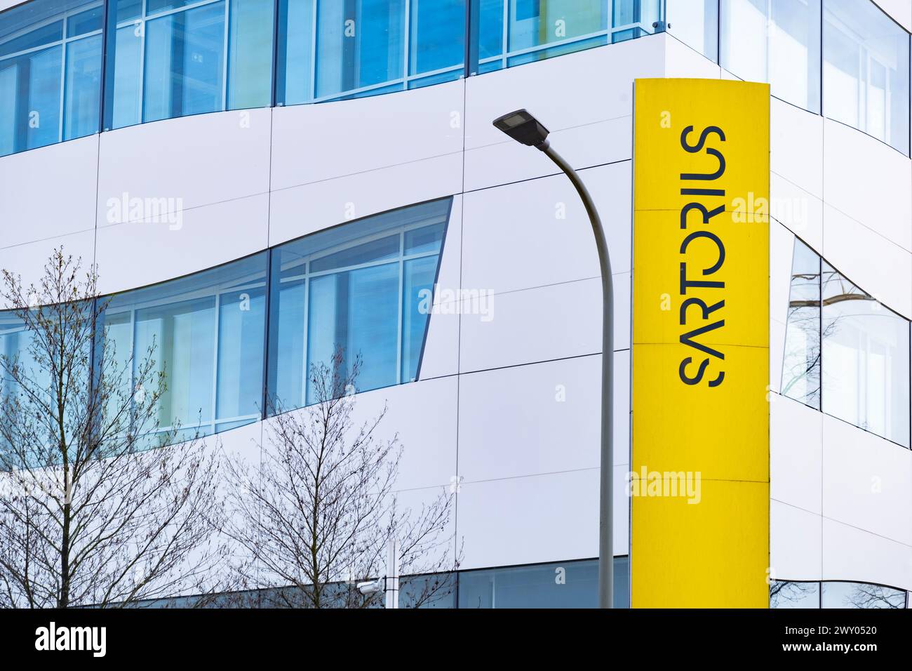 Sartorius company building, biopharmaceutical industry and laboratory ...