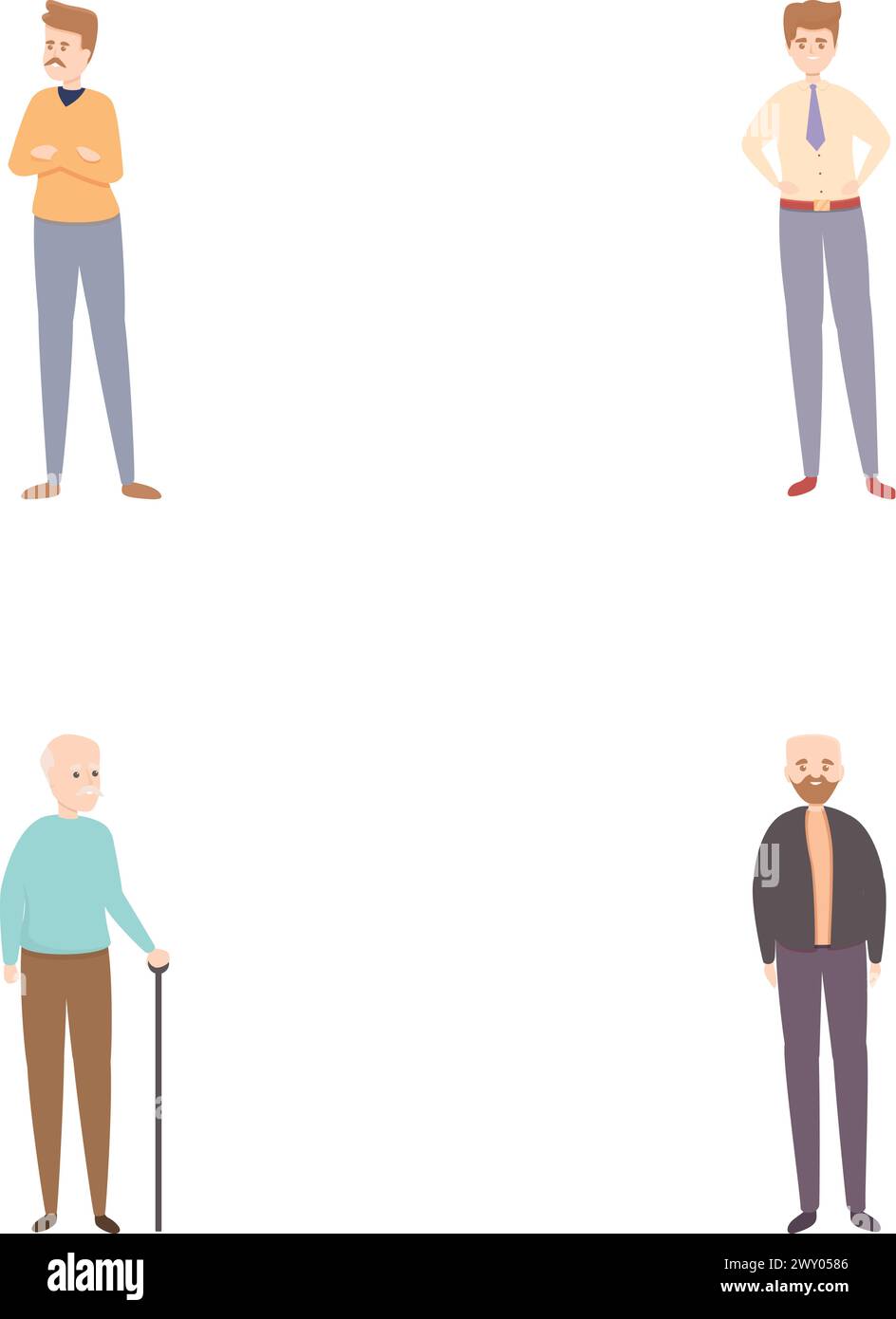 Adult man icons set cartoon vector. Men of various age. Life cycle ...