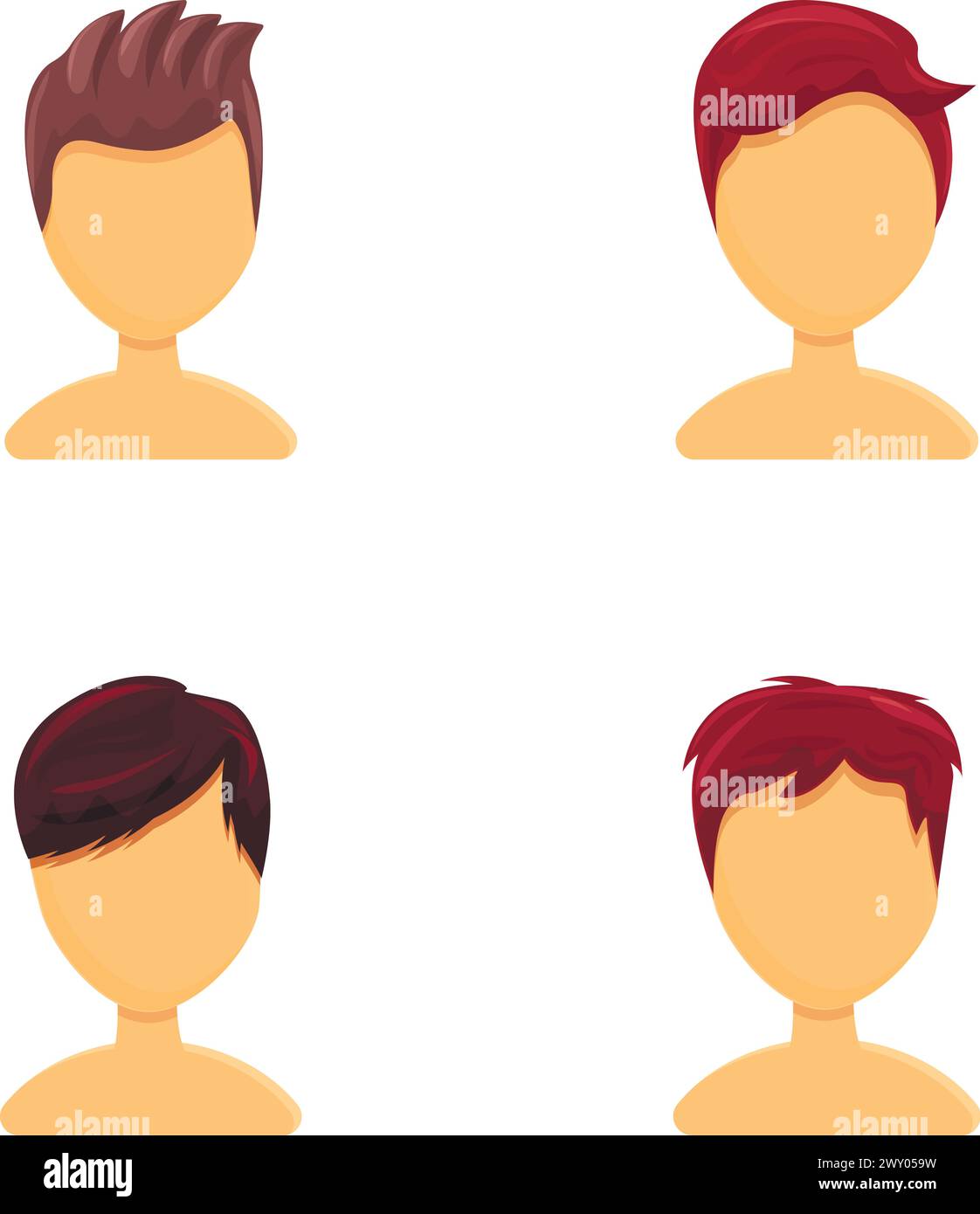 People avatar icons set cartoon vector. Different male avatar. Faceless ...